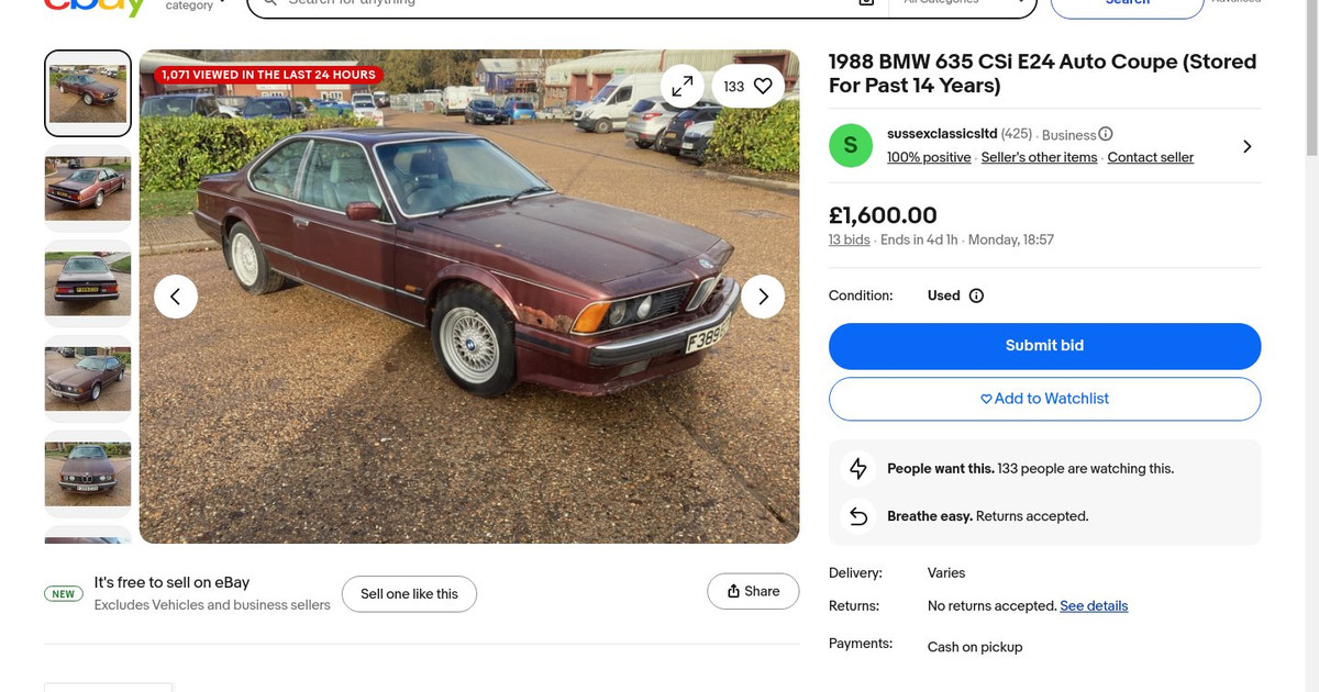F389 EDV | 1988 BMW 6 Series - Free History Check | UKCarData.co.uk