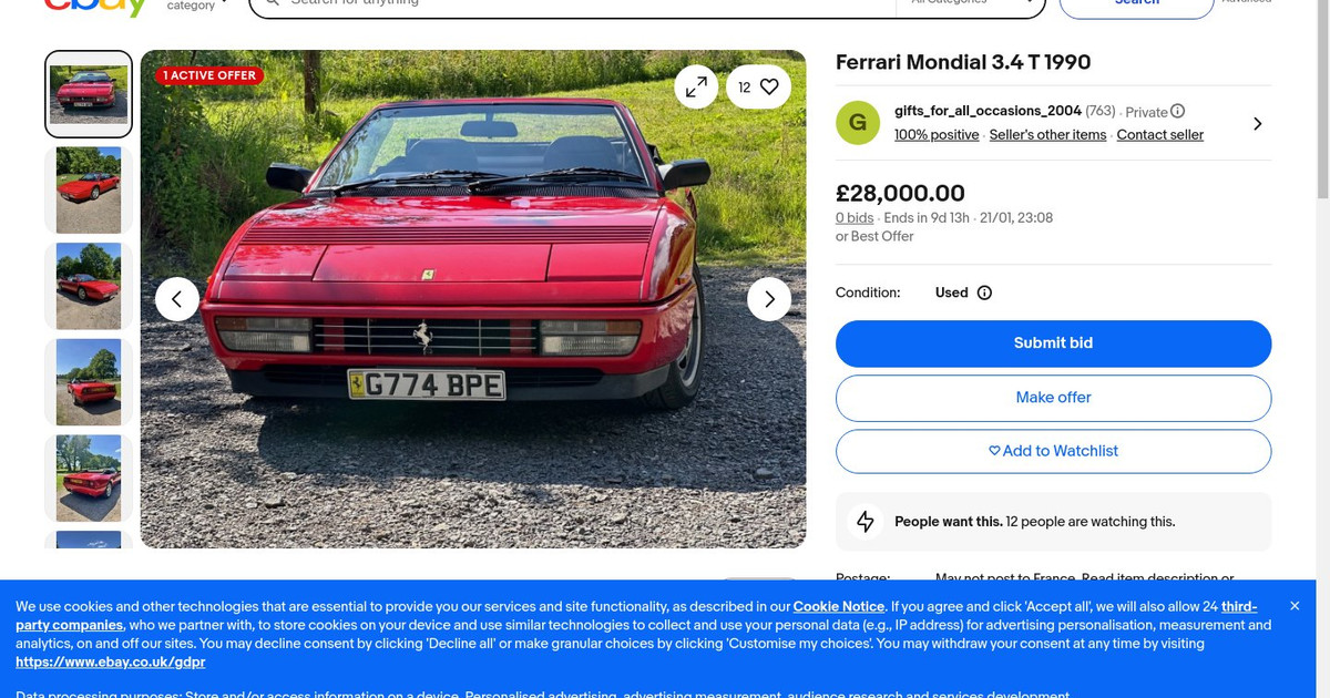 G774 BPE | 1990 Ferrari Mondial - Free History Check | UKCarData.co.uk