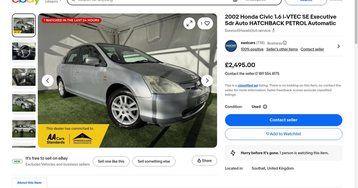 RF02 GTY | 2002 Honda Civic - Free History Check | UKCarData.co.uk