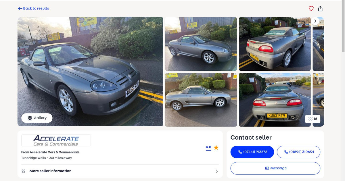 KU52 RTV | 2002 MG TF - Free History Check | UKCarData.co.uk